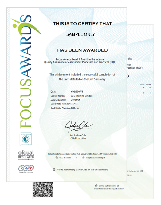 Level 4 IQA Qualification - Monitor the Quality of Assessments