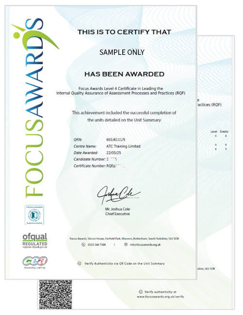 Lead IQA Qualification - Level 4 IQA Qualification